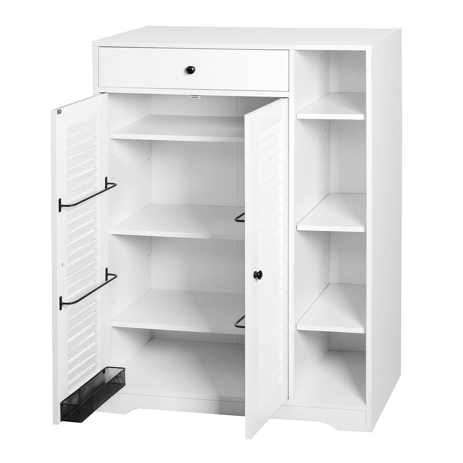 ERATOHOME Shoe Storage Cabinet with Door, 4 Tier Free Standing Shoe Rack Organizer with Adjustable Storage Shelf &Top Drawer for Narrow Closet Hallway Bedroom Entryway