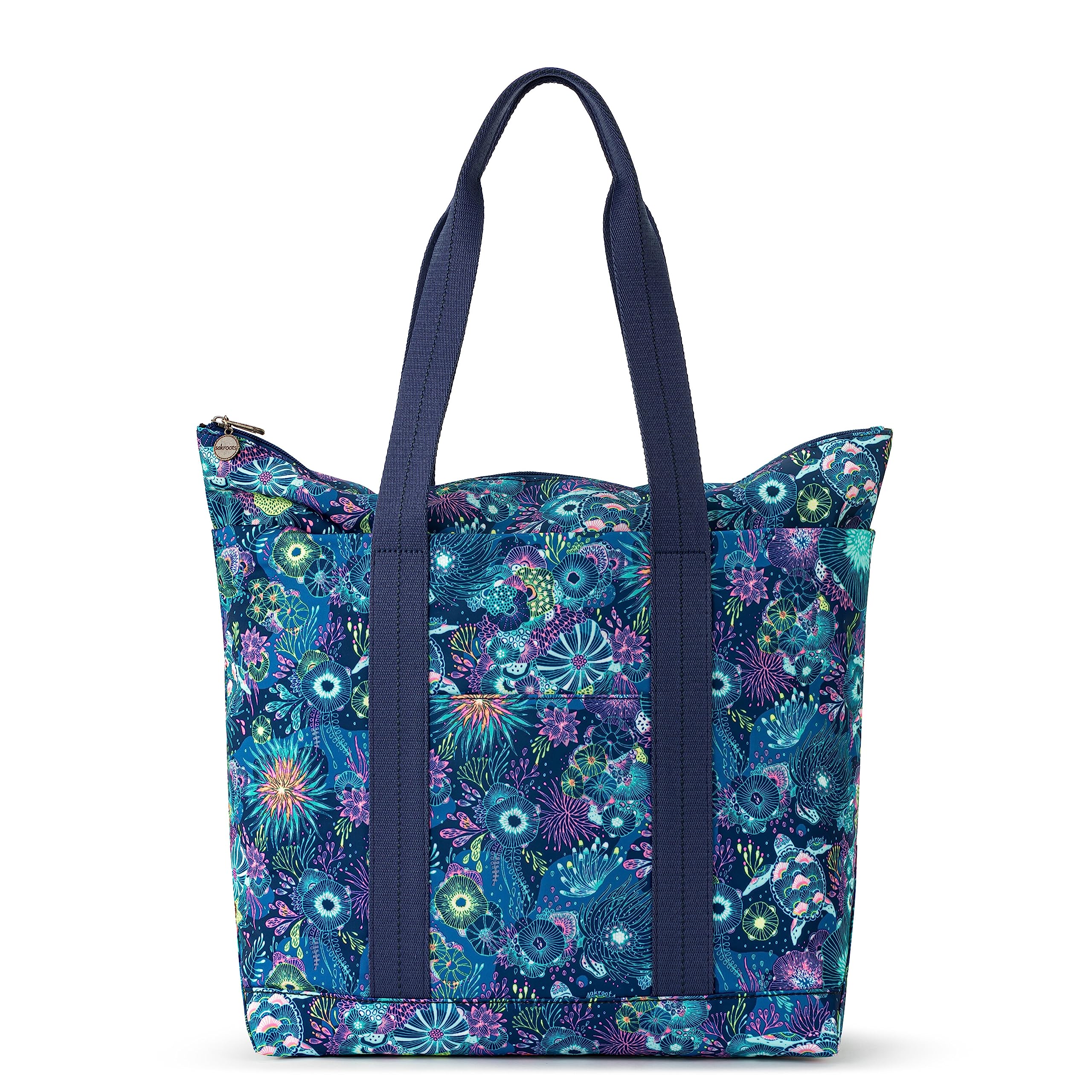 Sakroots Fairfax Tote in EcoTwill, Double Shoulder Straps, Royal Blue Seascape