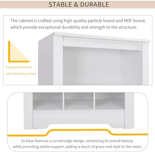 Goohome Stylish Design 30 Shoe Cubby Console, Contemporary Free Standing Tall 10-Tier Shoe Storage Cabinet with Multiple Storage Capacity and Versatile Use for Hallway, Entryway, Space-Saving