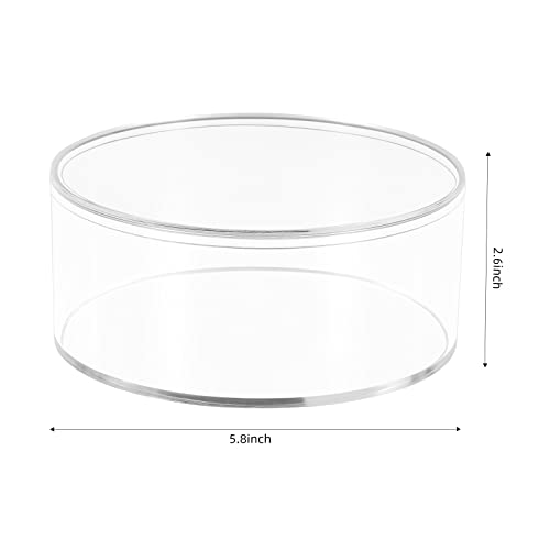 Dayaanee Round Acrylic Box with Lid, 2 Pack Clear Round Organizer Container Acrylic Circle Box with Lid, 5.9” Storage Boxes for Candy,Pill, Nails, Beads and Tiny Jewelry