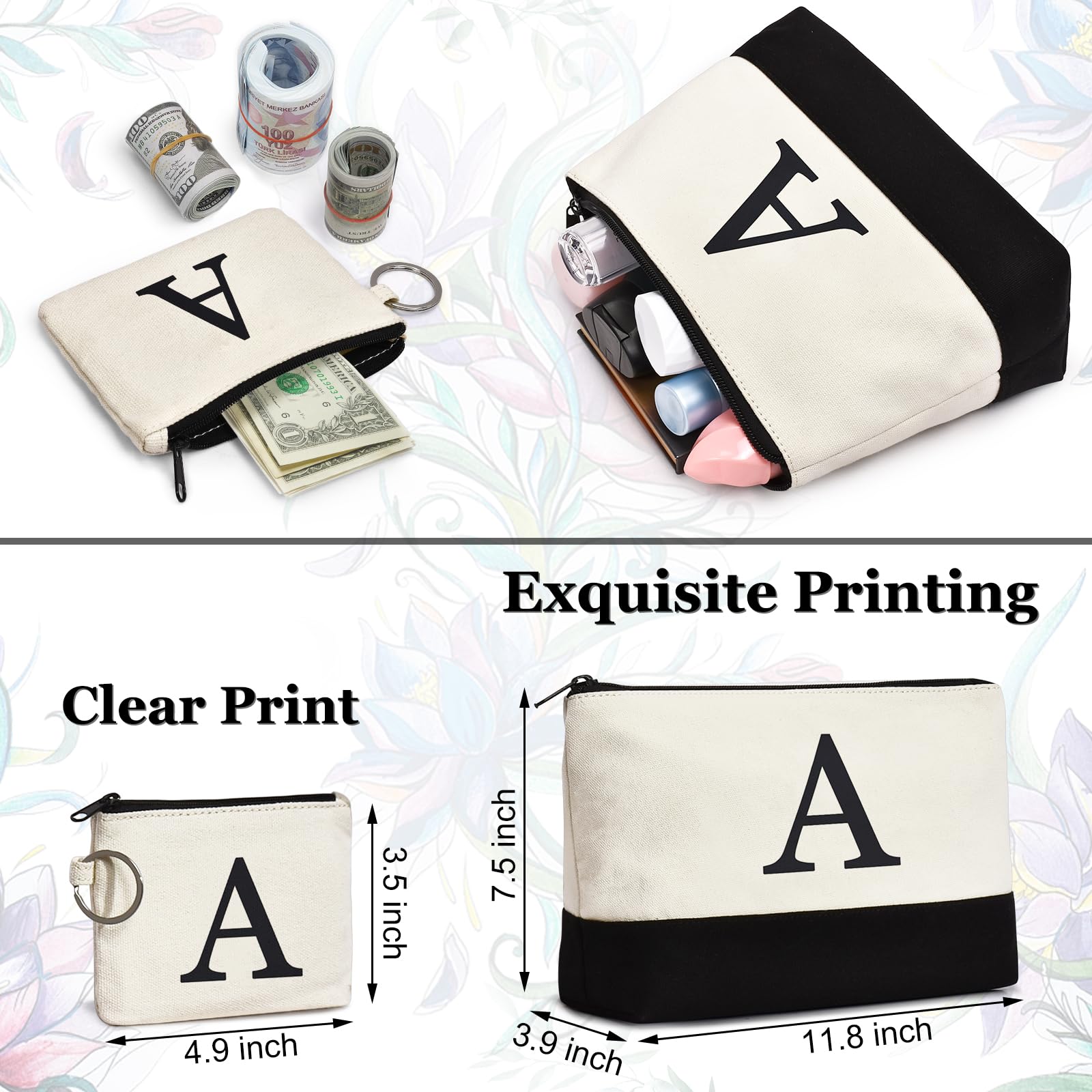 GASSDA Initial Canvas Tote Bag, Birthday Gifts For Women, Monogram Personalized Gifts For Women Mom Teachers Bridesmaids