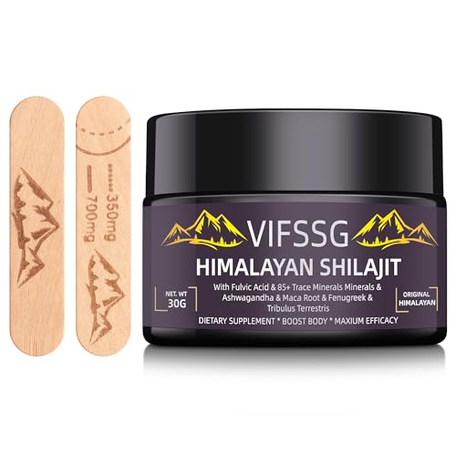 VIFSSG Shilajit Pure Himalayan Organic, 700 Mg Shilajit Supplement, Shilajit Resin Organic, Gold Grade Nature Shilajit with 4 in-1 Complex for Energy Support, 30 Grams, 1 Pack