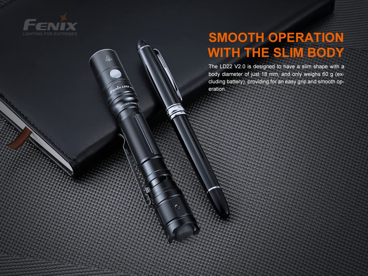 Fenix LD22 V2 800 Lumen Slim LED Tactical Flashlight, Rechargeable Battery, 2 X AA Batteries with EdisonBright Charging Adapter
