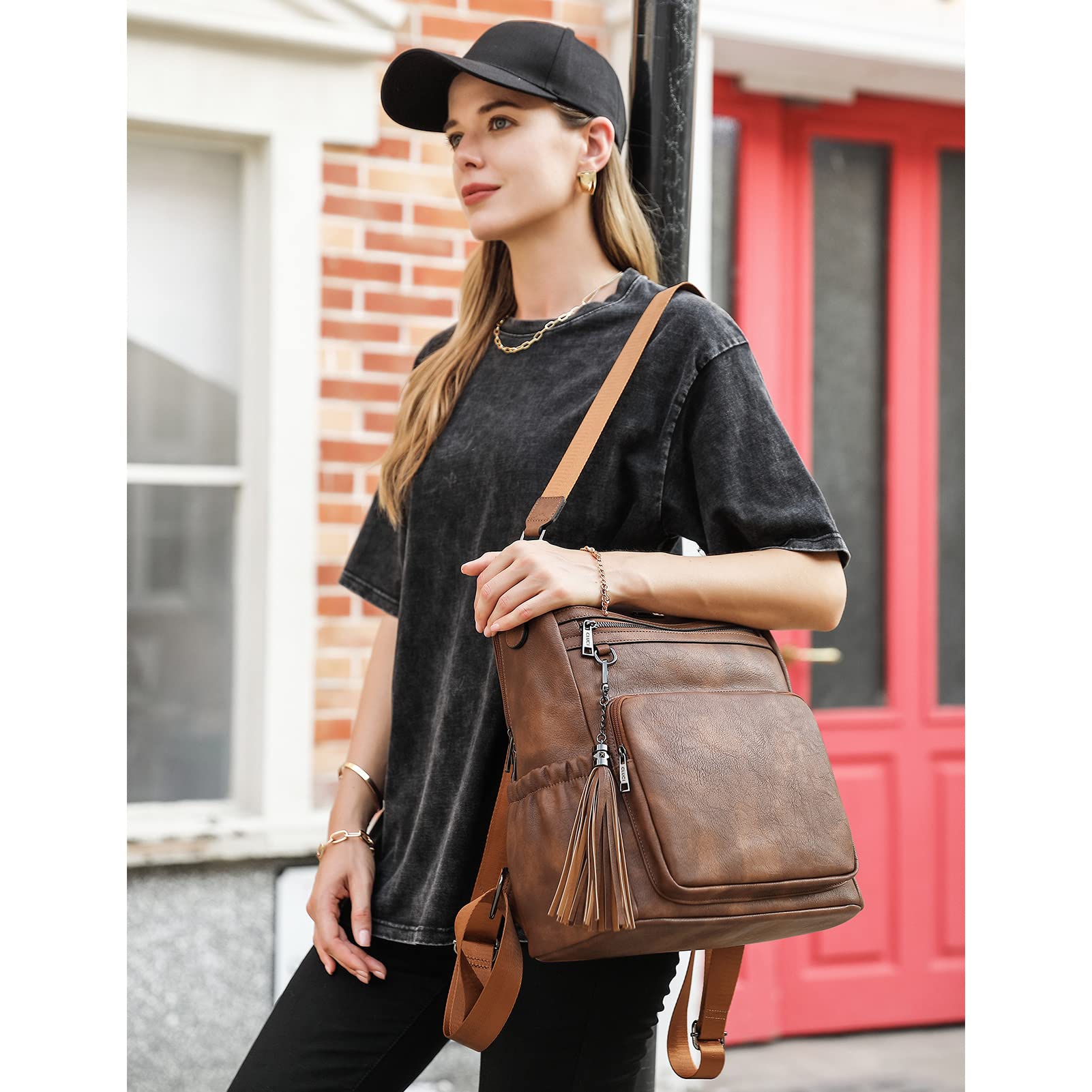 CLUCI Fashion Large Backpack Purse+Mini leather backpack