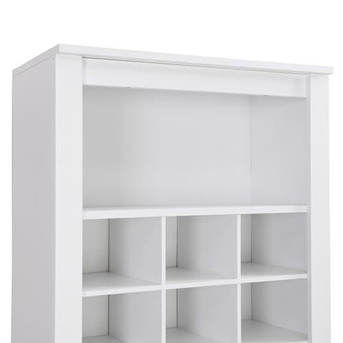 Goohome Stylish Design 30 Shoe Cubby Console, Contemporary Free Standing Tall 10-Tier Shoe Storage Cabinet with Multiple Storage Capacity and Versatile Use for Hallway, Entryway, Space-Saving