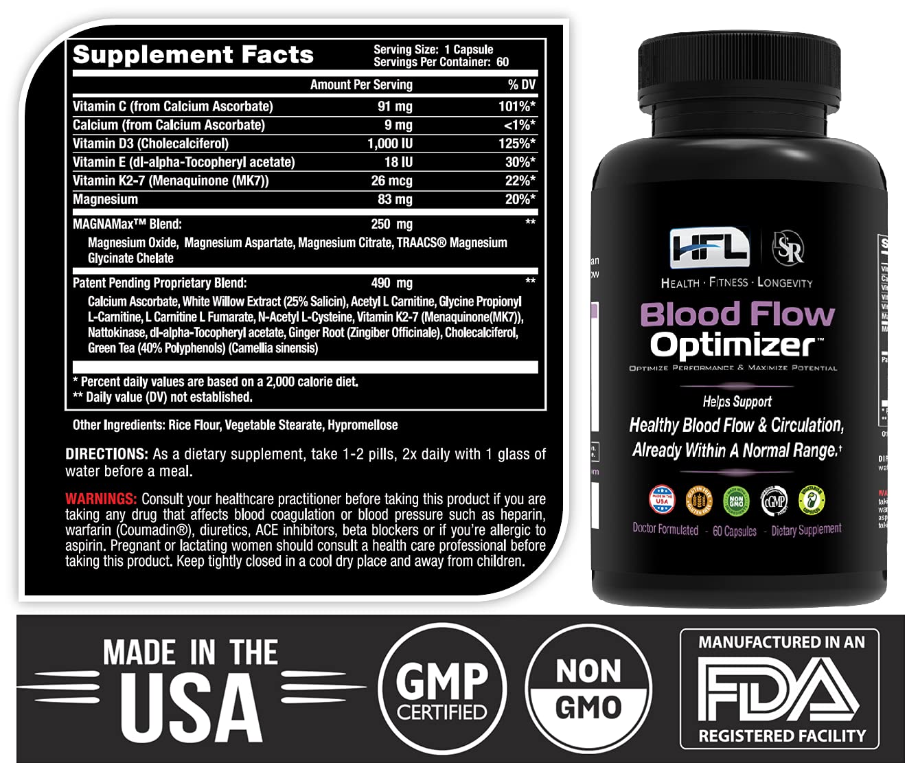 HFL Blood Flow Optimizer™ by Dr. Sam Robbins | Healthy Blood Flow Circulation, Arterial Strength & Vascular Function
