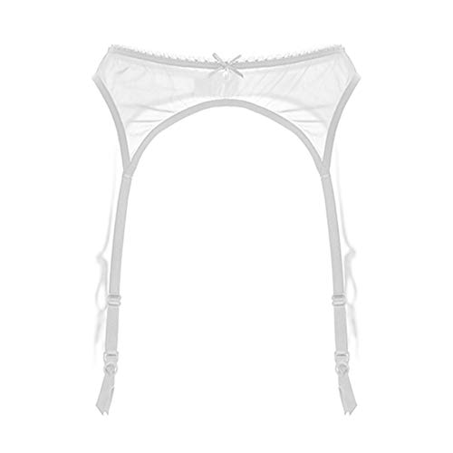 Varsbaby Women Sexy Suspender Belt with Stockings Plus Size Garter Belts and Stocking Sets (M,White)