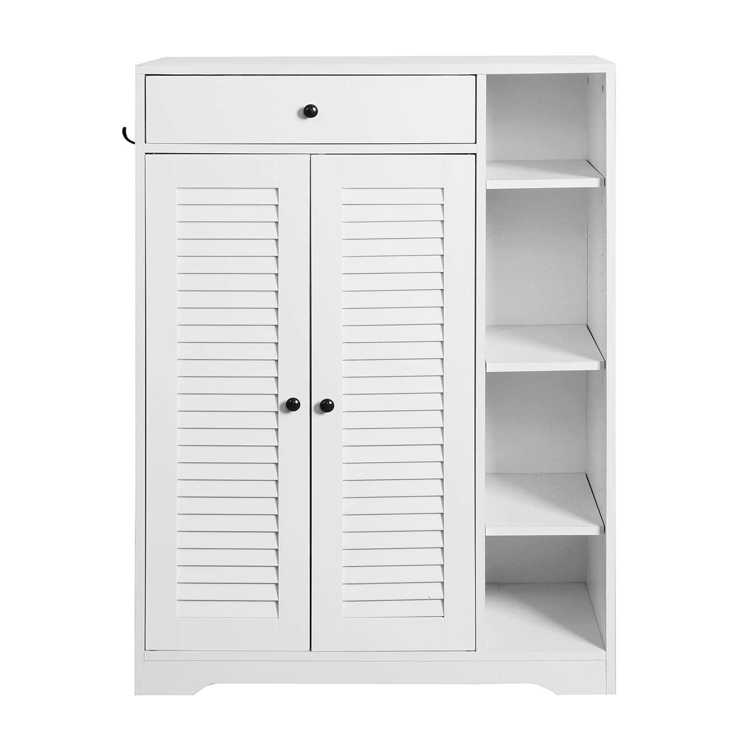 ERATOHOME Shoe Storage Cabinet with Door, 4 Tier Free Standing Shoe Rack Organizer with Adjustable Storage Shelf &Top Drawer for Narrow Closet Hallway Bedroom Entryway