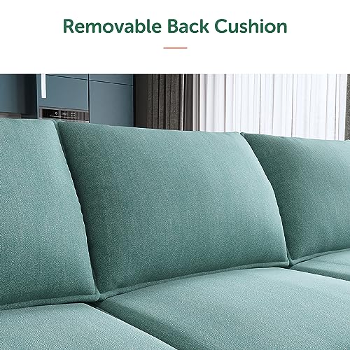 HONBAY Reversible Sectional Sofa Modular Couch U Shaped Sectional Sleeper Sofa with Storage Seats Oversized Sectional Sofa with Wide Chaise for Living Room, Aqua Blue