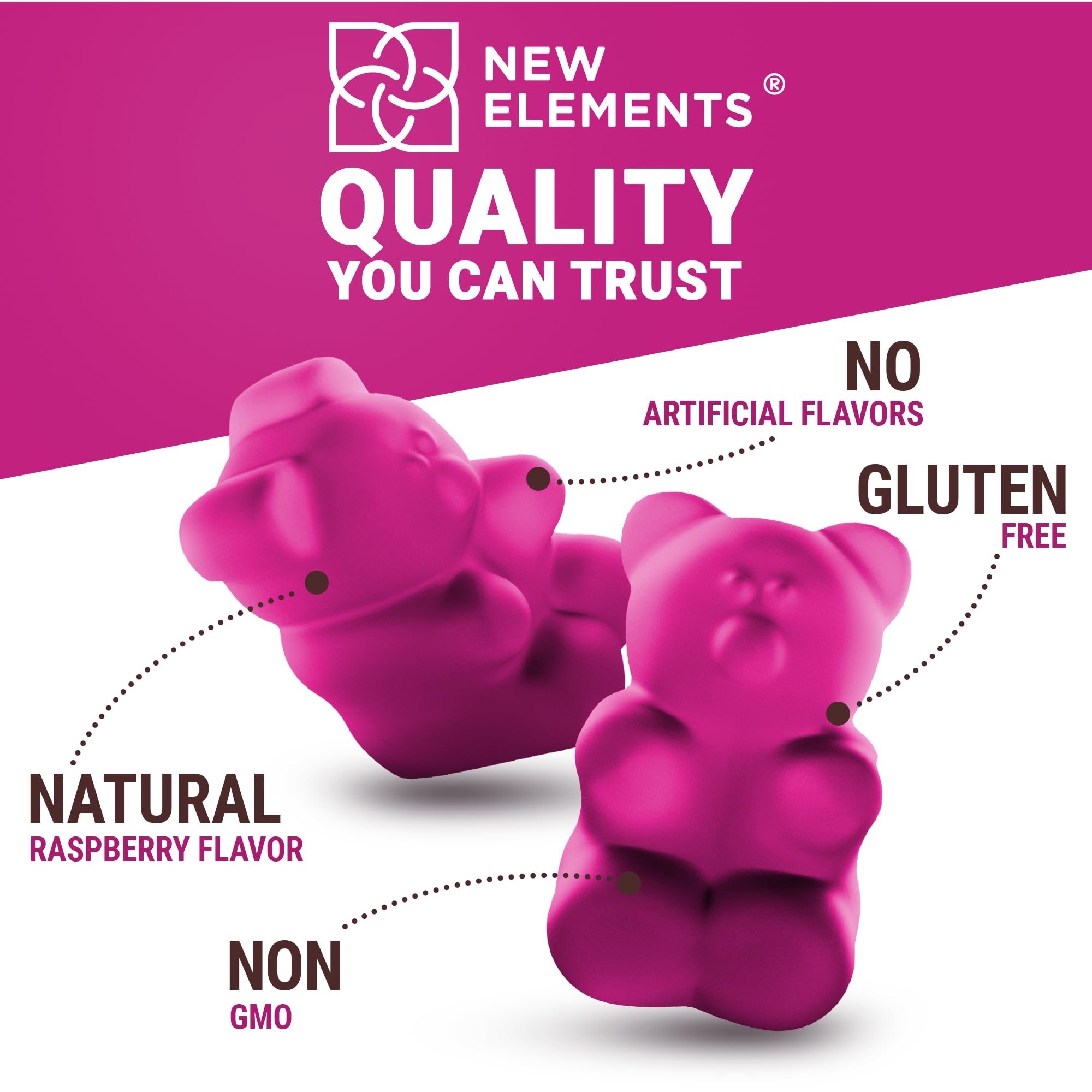 New Elements Calcium Gummies with Vitamin D3, Magnesium, and Zinc - 60 Count