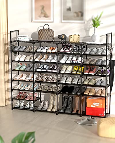 TIMEBAL 8 Tier Large Shoe Rack Organizer, 52-60 Pairs Shoe Storage, Vertical Free Standing Tall Shoe Rack for Entryway, Stackable Shoe Cabinet Shoe Rack Organizer for Closet Bedroom Hallway Garage