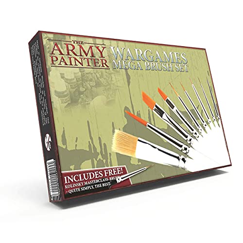 The Army Painter Mega Paint Set (60 Paints Plus 100 Rust-Proof Mixing Balls) - Mega Brush Set Bundle - Miniature Painting Kit of 60 Acrylic Paints and 10 Wargamer Miniature Paint Brushes