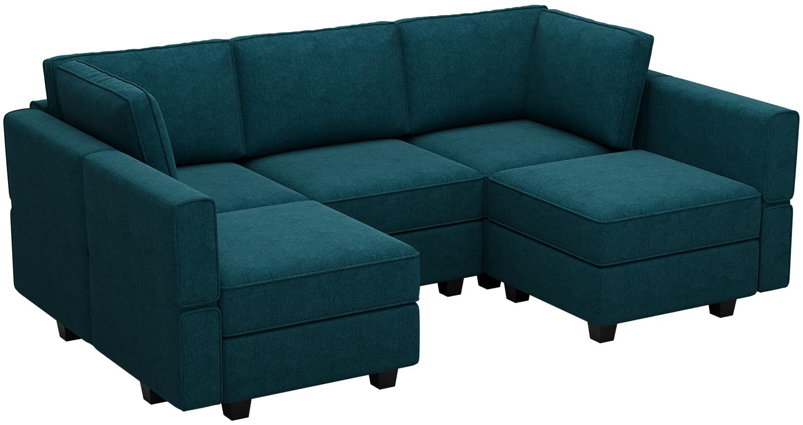 Belffin Sectional U Shaped Sofa Small Reversible Chaise Sectional Couch Convertible Ottoman Modular Sofa Couch Peacock Blue
