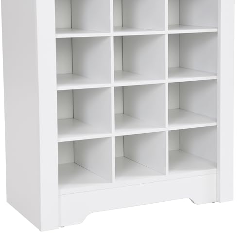 Goohome Stylish Design 30 Shoe Cubby Console, Contemporary Free Standing Tall 10-Tier Shoe Storage Cabinet with Multiple Storage Capacity and Versatile Use for Hallway, Entryway, Space-Saving