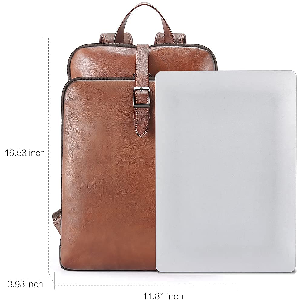 CLUCI Womens Backpack Purse Vegetable Tanned Full Grain Leather + Women Wallet