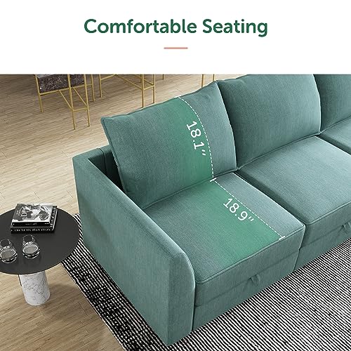 HONBAY Reversible Sectional Sofa Modular Couch U Shaped Sectional Sleeper Sofa with Storage Seats Oversized Sectional Sofa with Wide Chaise for Living Room, Aqua Blue