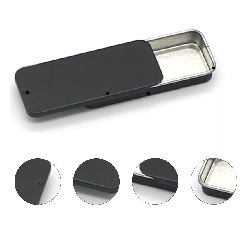 HLLMX 3 PCS Mini Metal Tin Box Containers Metal Slide Top Tin Containers Rectangular Empty Hinged Tins Box Containers 3.15 by 1.34 by 0.4 Inch for Candies Jewelry Crafts Pills Survival Kit