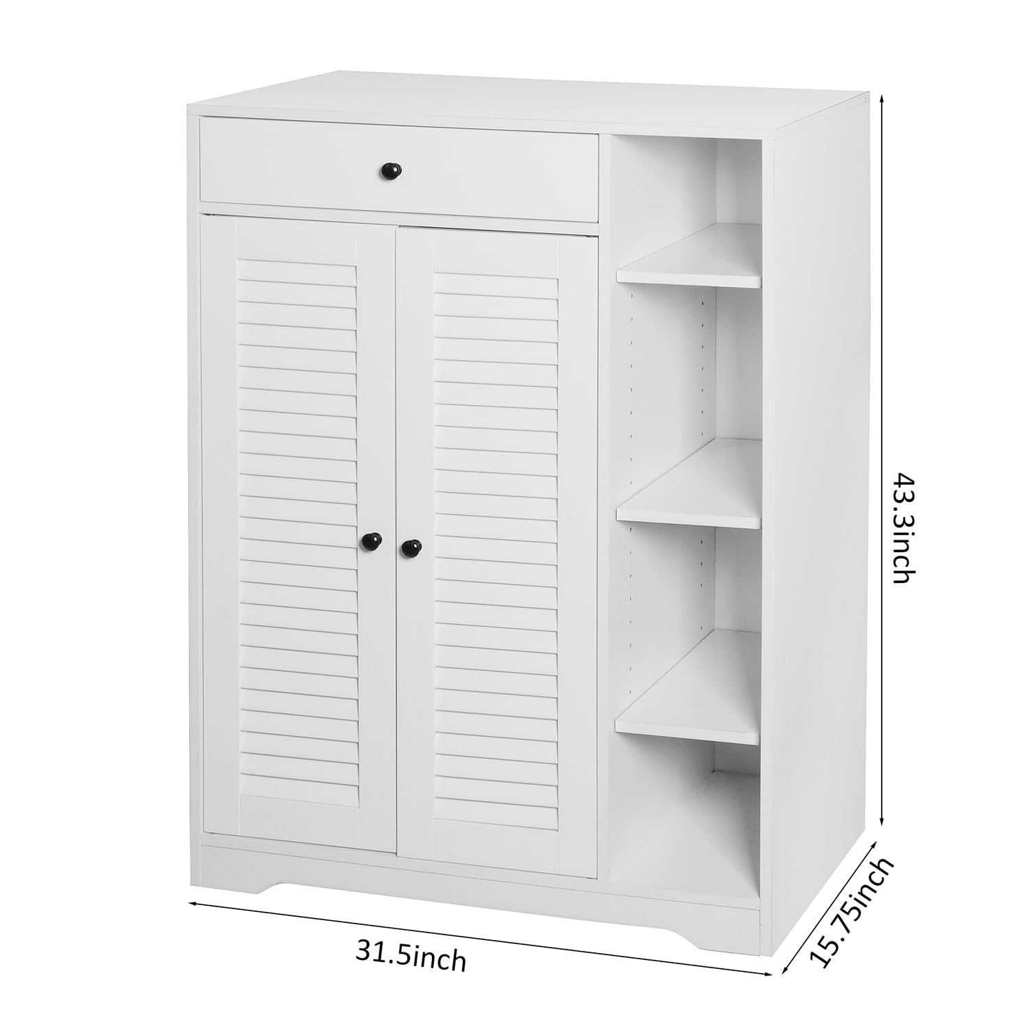 ERATOHOME Shoe Storage Cabinet with Door, 4 Tier Free Standing Shoe Rack Organizer with Adjustable Storage Shelf &Top Drawer for Narrow Closet Hallway Bedroom Entryway