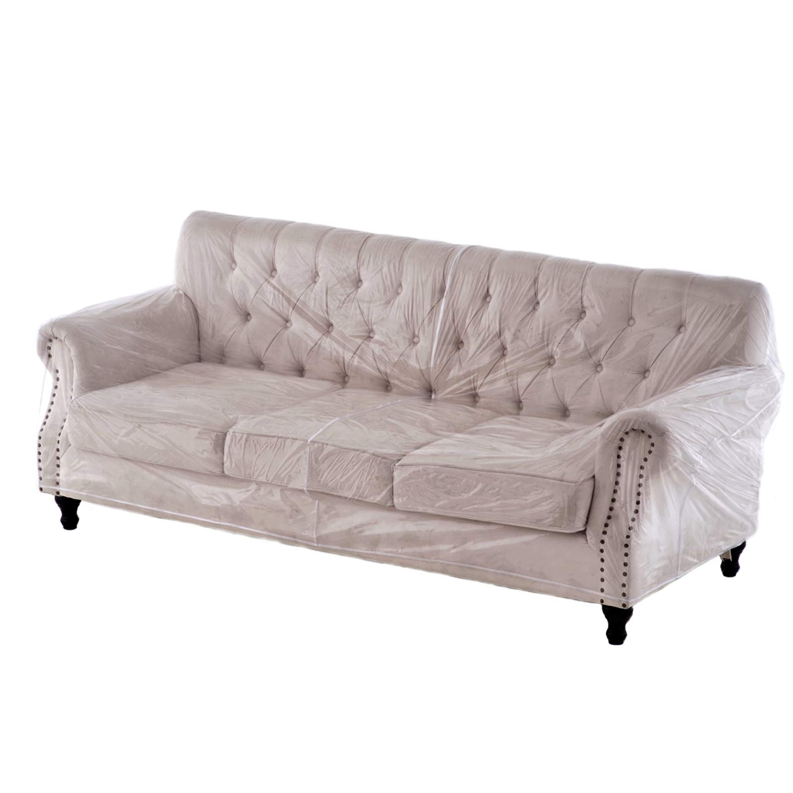 Swanna Plastic Thicker Clear Heavy-Duty Waterproof Sofa/Couch Cover - Protection Against Pets/Dog Clawing, Vinyl Sofa Slipover Furniture Protection for Storage and Moving (Sofa-1 Pack)