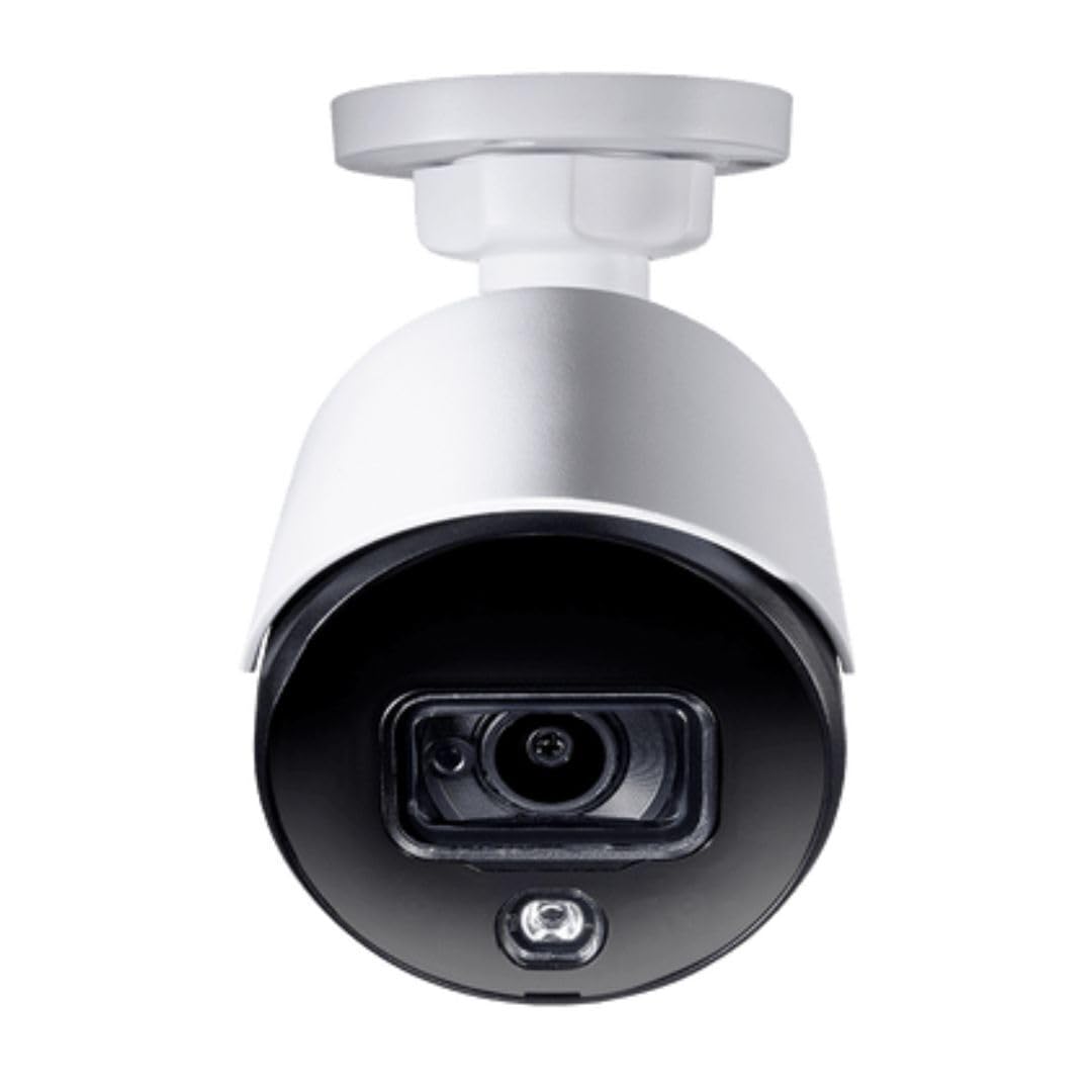 Lorex C881DA 4K Ultra HD Analog Active Deterrence Security Bullet Camera with Color Night Vision, 2.8mm, 135ft IR NV, IP67, White, (Only Camera) (Renewed)