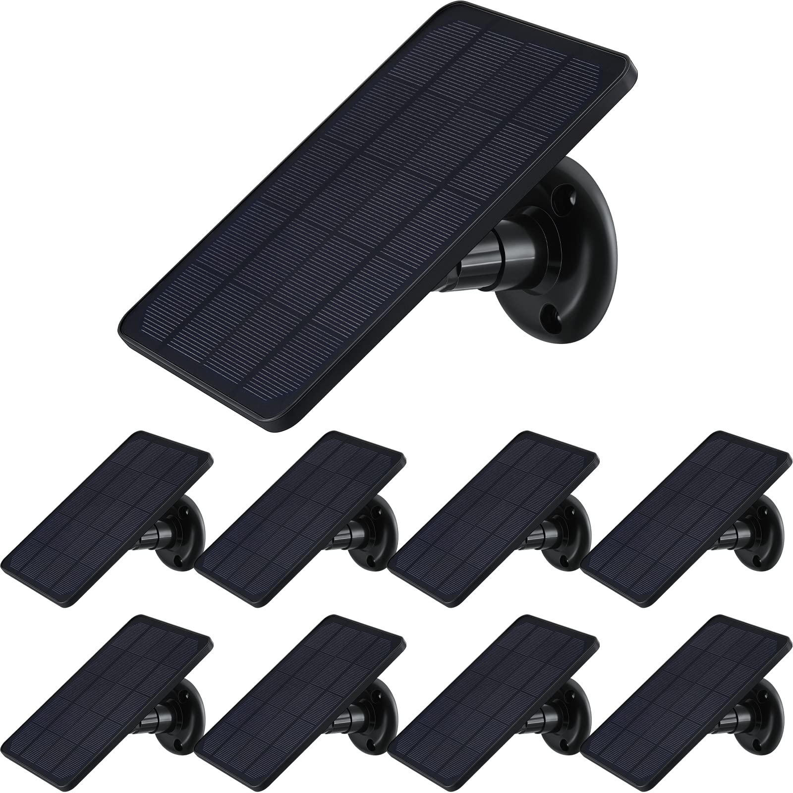 Fabbay Solar Panels for Security Camera Charging Solar Panel for Wireless Camera 360° Adjustable Mounting Solar Panels IP67 Waterproof Compatible with DC 5V 4W Camera USB or USB-C Port (Black, 8 Pack)
