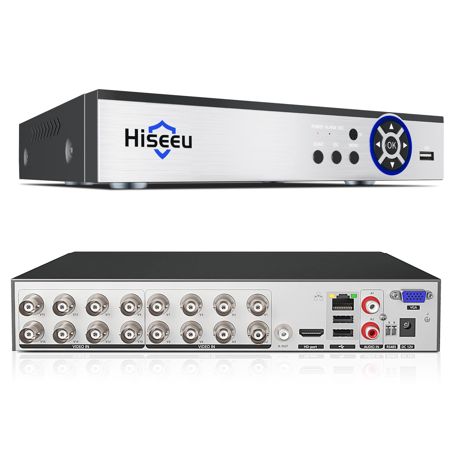Hiseeu 16 Channel DVR, 5MP/1080P Digital Video Recorder, DVR for Security Camera, AHD/TVI/CVI/Analog/IPC 5 in 1 Hybrid Security DVR, Free Remote Access APP, Motion Alert (No Hard Drive)