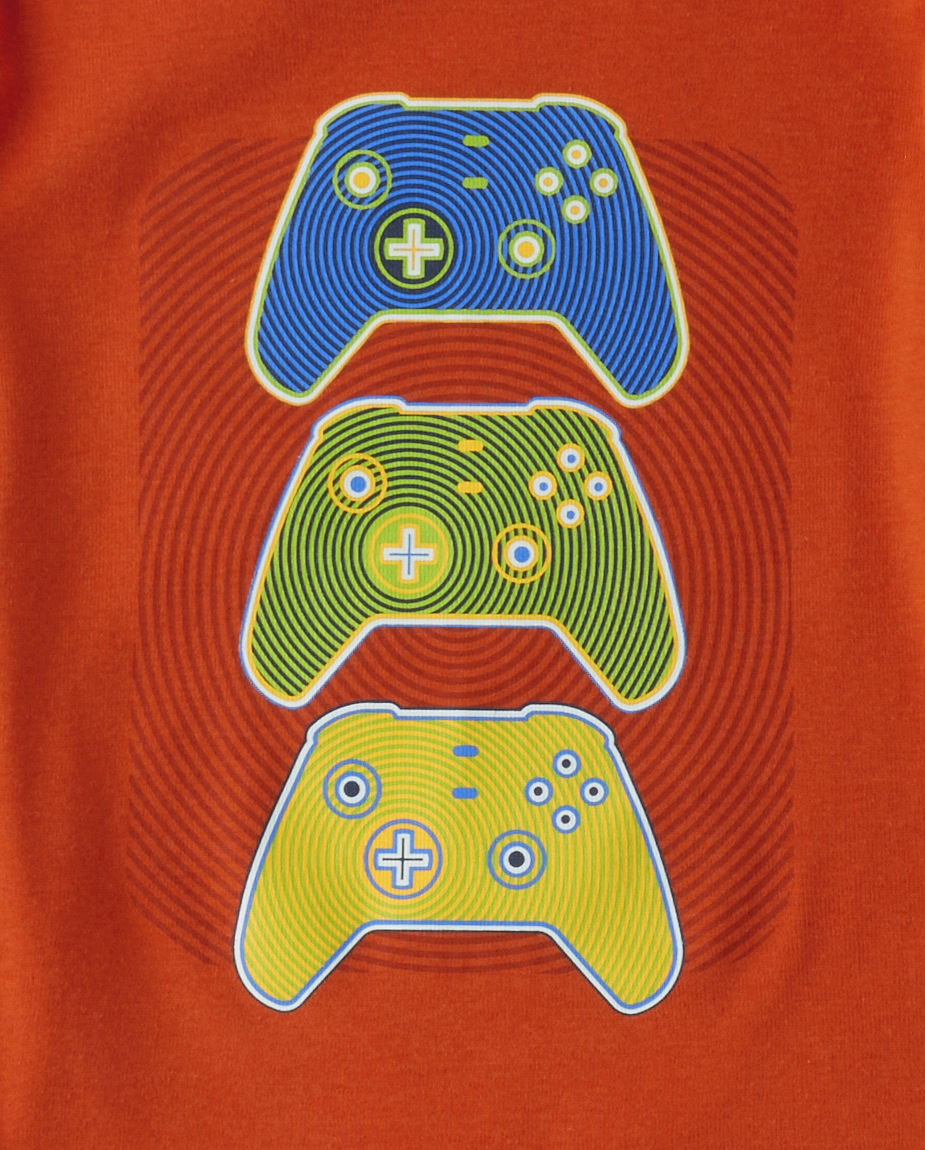 The Children's Place Boys' Long Sleeve Top and Pants Snug Fit 100% Cotton 2 Piece Pajama Set, Level Up Gamer