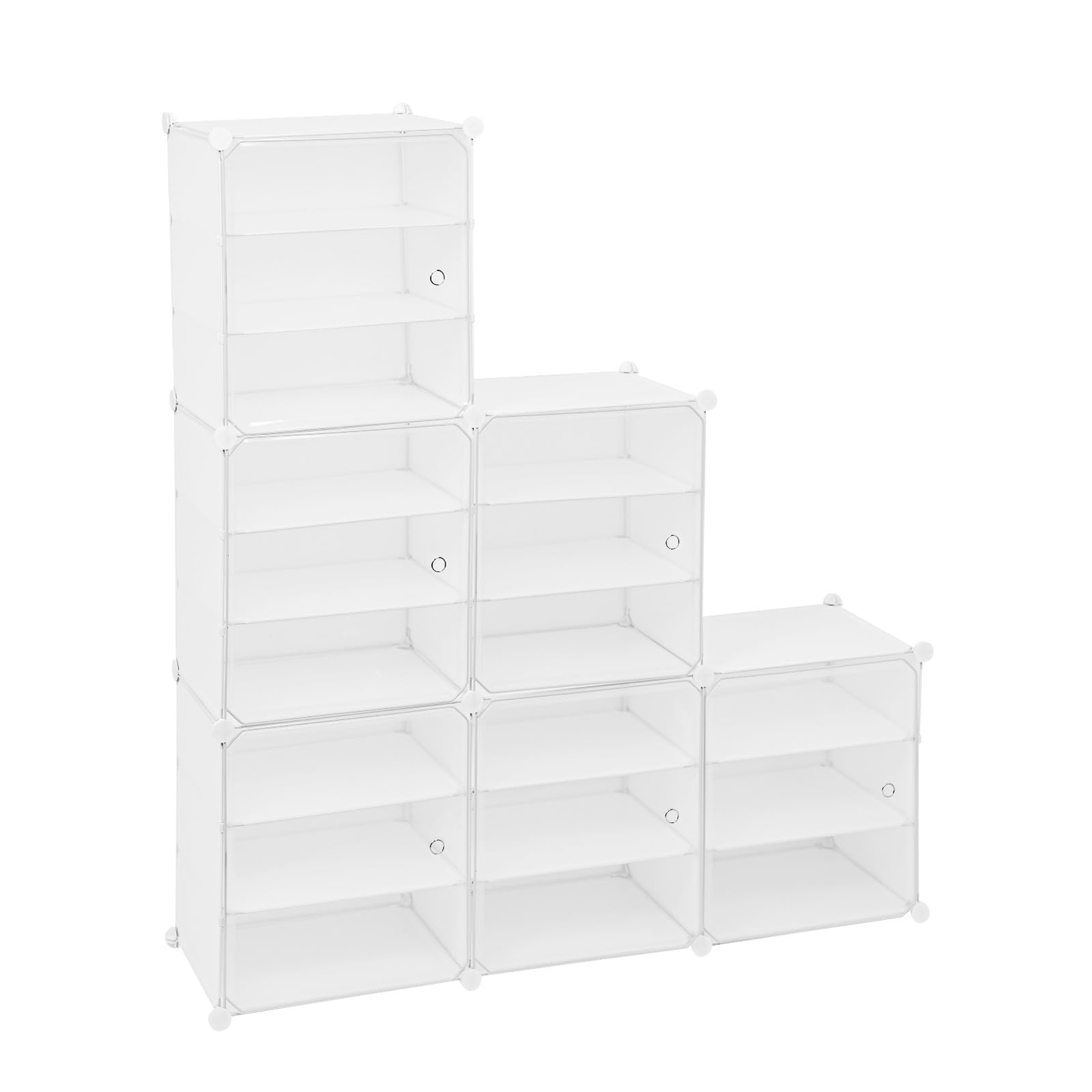 Gbonklong 3-Tier Home Shoes Storage Rack Organizer Stackable Shoes Cabinet Stand White, Plastic Adjustable Box Shelves Stackable Detachable Diy Standing for Bedroom, Utility Room, Living Room