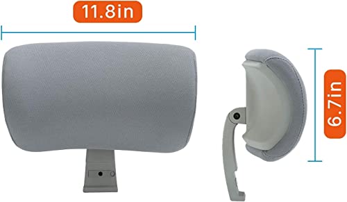 CLATINA Adjustable Height Upholstered Headrest for Mellet Series Ergonomic Chair High Head Cushion for Home Office Chair, Grey