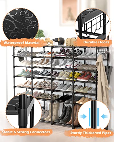 TIMEBAL 8 Tier Large Shoe Rack Organizer, 52-60 Pairs Shoe Storage, Vertical Free Standing Tall Shoe Rack for Entryway, Stackable Shoe Cabinet Shoe Rack Organizer for Closet Bedroom Hallway Garage