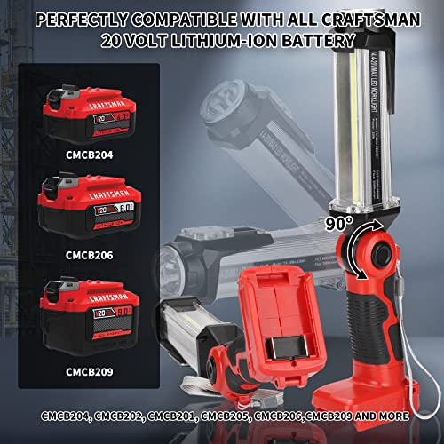 Taingwei 2000LM LED Work Light for Craftsman V20 Battery, 25W Flashlight for Camping, Car Repairing, Emergency and Job Site Lighting