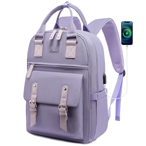 LOVEVOOK Laptop Backpack for Women,Vintage Work Business Travel Backpack with USB Charging Port,Teacher Doctor Nurse Computer Bag Purse College Backpack,15.6 Inch