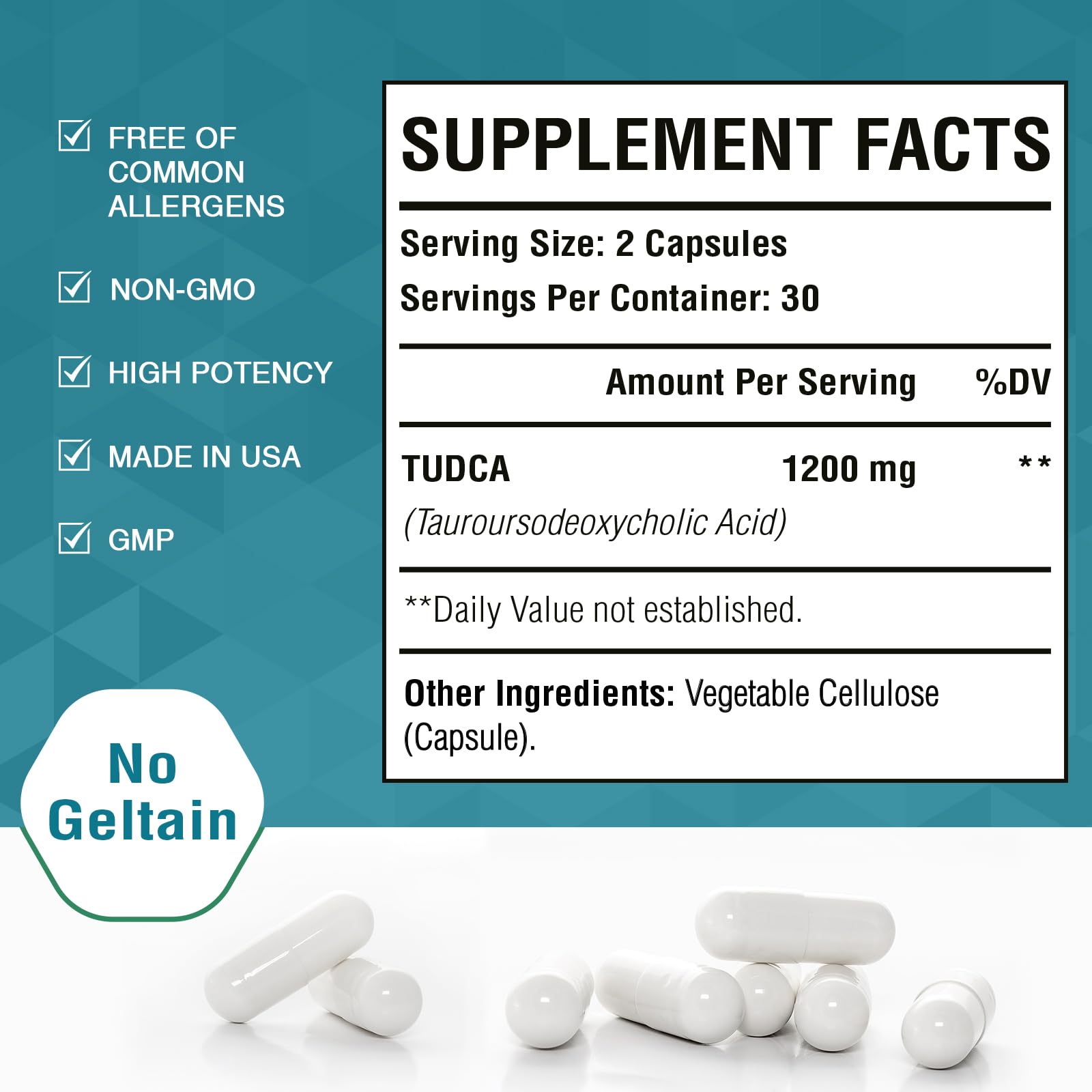 Zingicin TUDCA Supplement 1200mg - 60 Veggie Capsules,Powerful TUDCA Bile Salts Supplements for Liver,Digestion