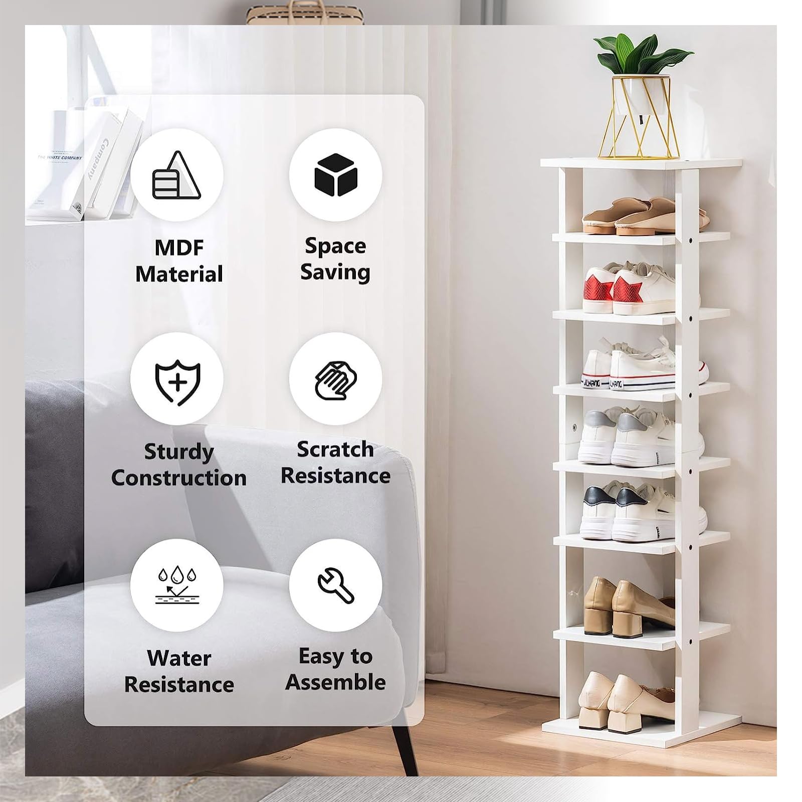 Jollebone Upgraded 14 Tier Shoe Storage, Flexible Combination Shoe Rack, Stackable Shoe Organizer for Closet Plastic Vertical Shoe Holder for Entryway Space Saving Narrow Shoe Cabinet (Black)