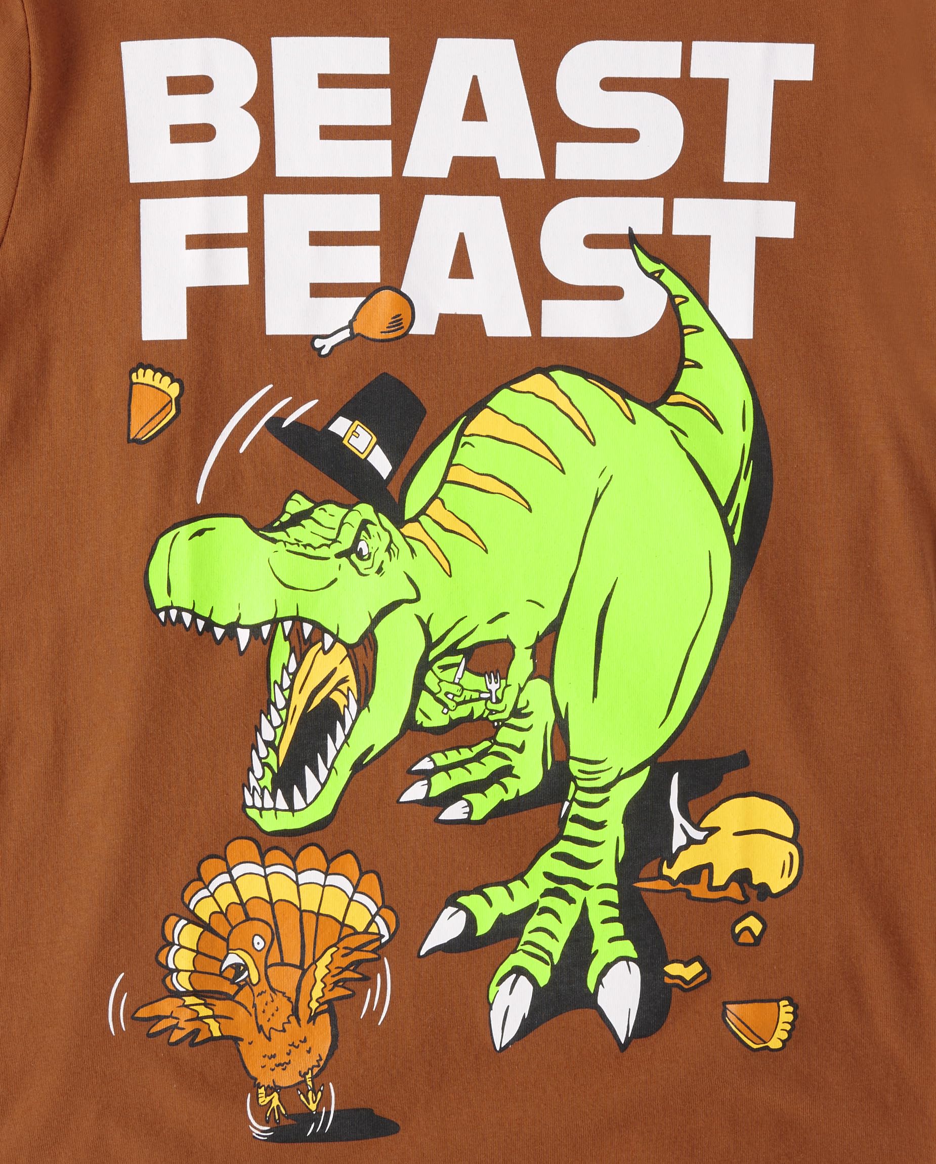 The Children's Place Boys All Holidays Long Sleeve Graphic T-Shirts Thanksgiving Beast Feast Large