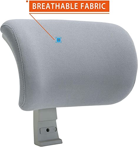 CLATINA Adjustable Height Upholstered Headrest for Mellet Series Ergonomic Chair High Head Cushion for Home Office Chair, Grey
