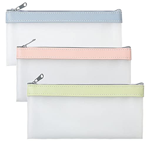 LELEBEAR 3 Pieces Pencil Case Zipper Clear Pouch Big Capacity Pencil Bag Multipurpose Cosmetic Travel Carry Portable Bags for Women,Students,Men,Kids Gifts (Pack-3)