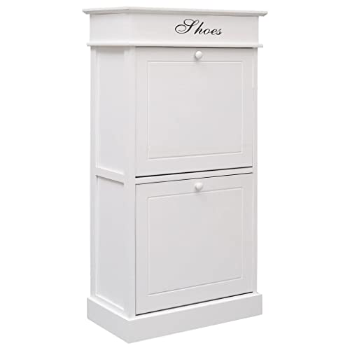 QJBSAVVA Shoe Cabinet White 19.7"x11"x38.6" Paulownia Wood,Shoe Change Bench Bookcase Shoe Rack for Closet Floor Suitable for doorways, Front Rooms, bedrooms