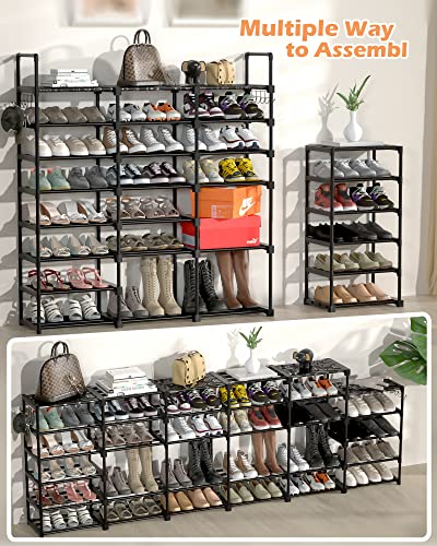 TIMEBAL 8 Tier Large Shoe Rack Organizer, 52-60 Pairs Shoe Storage, Vertical Free Standing Tall Shoe Rack for Entryway, Stackable Shoe Cabinet Shoe Rack Organizer for Closet Bedroom Hallway Garage