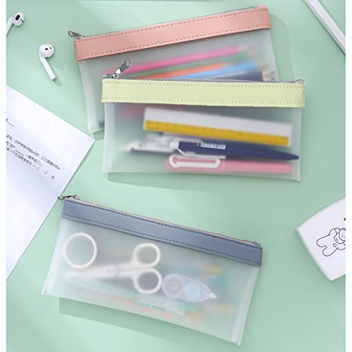 LELEBEAR 3 Pieces Pencil Case Zipper Clear Pouch Big Capacity Pencil Bag Multipurpose Cosmetic Travel Carry Portable Bags for Women,Students,Men,Kids Gifts (Pack-3)