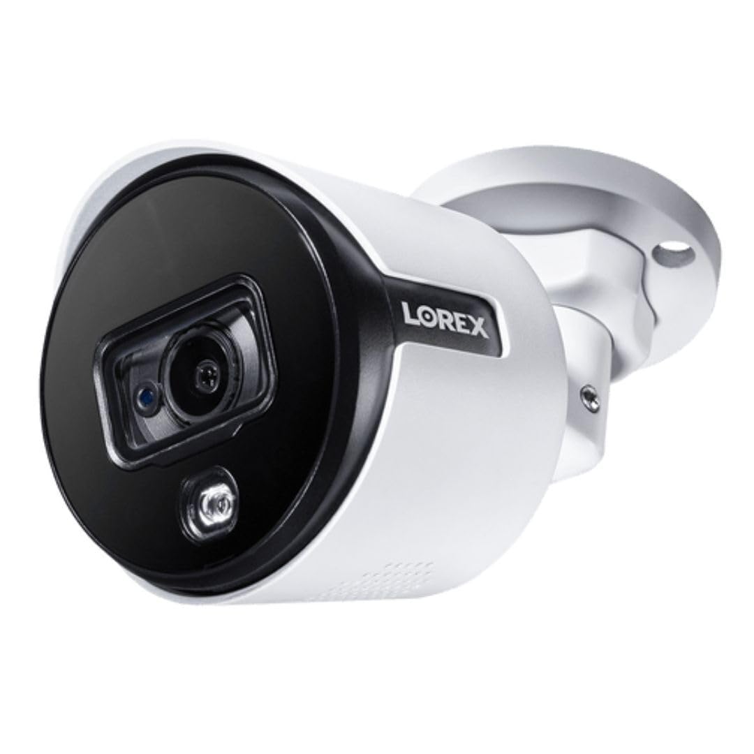 Lorex C881DA 4K Ultra HD Analog Active Deterrence Security Bullet Camera with Color Night Vision, 2.8mm, 135ft IR NV, IP67, White, (Only Camera) (Renewed)