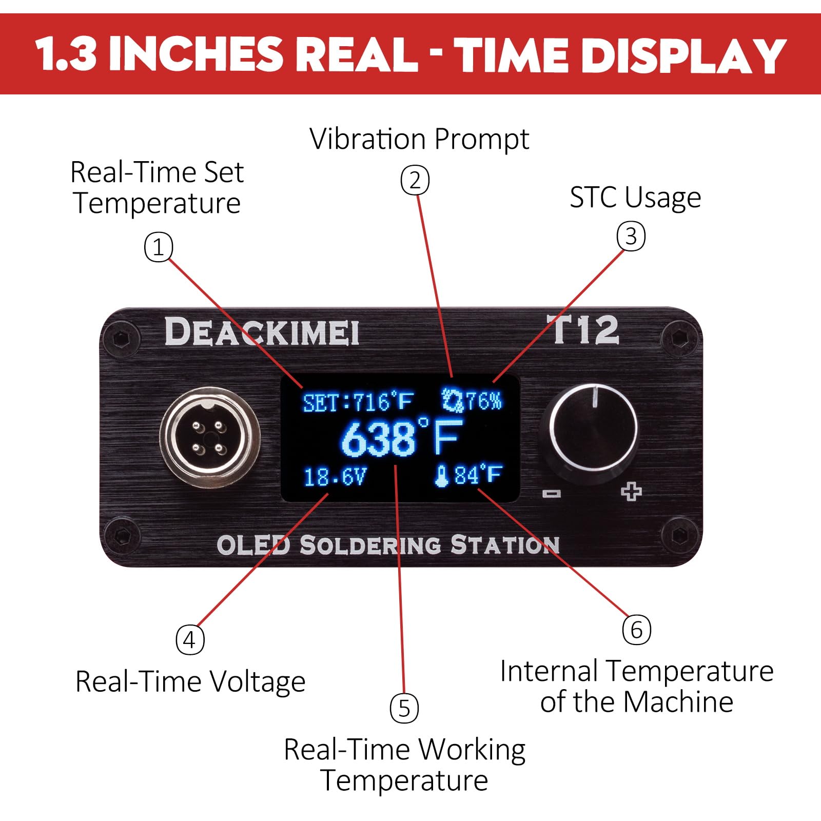 Deackimei Cordless Soldering Iron Station for Craftsman V20 Battery with Digital Display, Adjustable Temperature Knob, Lead-Free Solder, °C/ºF Conversion, Auto Sleep & Calibration Support (Tool Only)