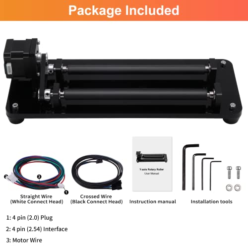 Laser Rotary Roller, Laser Engraver Y-axis Rotary Roller Engraving Module for Cylindrical Objects , Compatible with Most Kinds of CNC Laser Cutter and Engraver Machine, 3D Printer Accessories