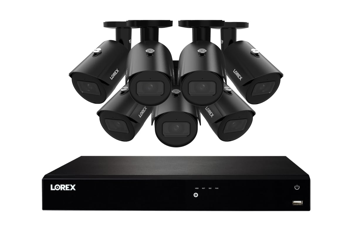 Lorex Fusion 4K Security Camera System with 4TB NVR – 16 Channel (Wired & Fusion WiFi) PoE Wired Home Security System with 7 Bullet IP Cameras – Color Night Vision, Motion Detection