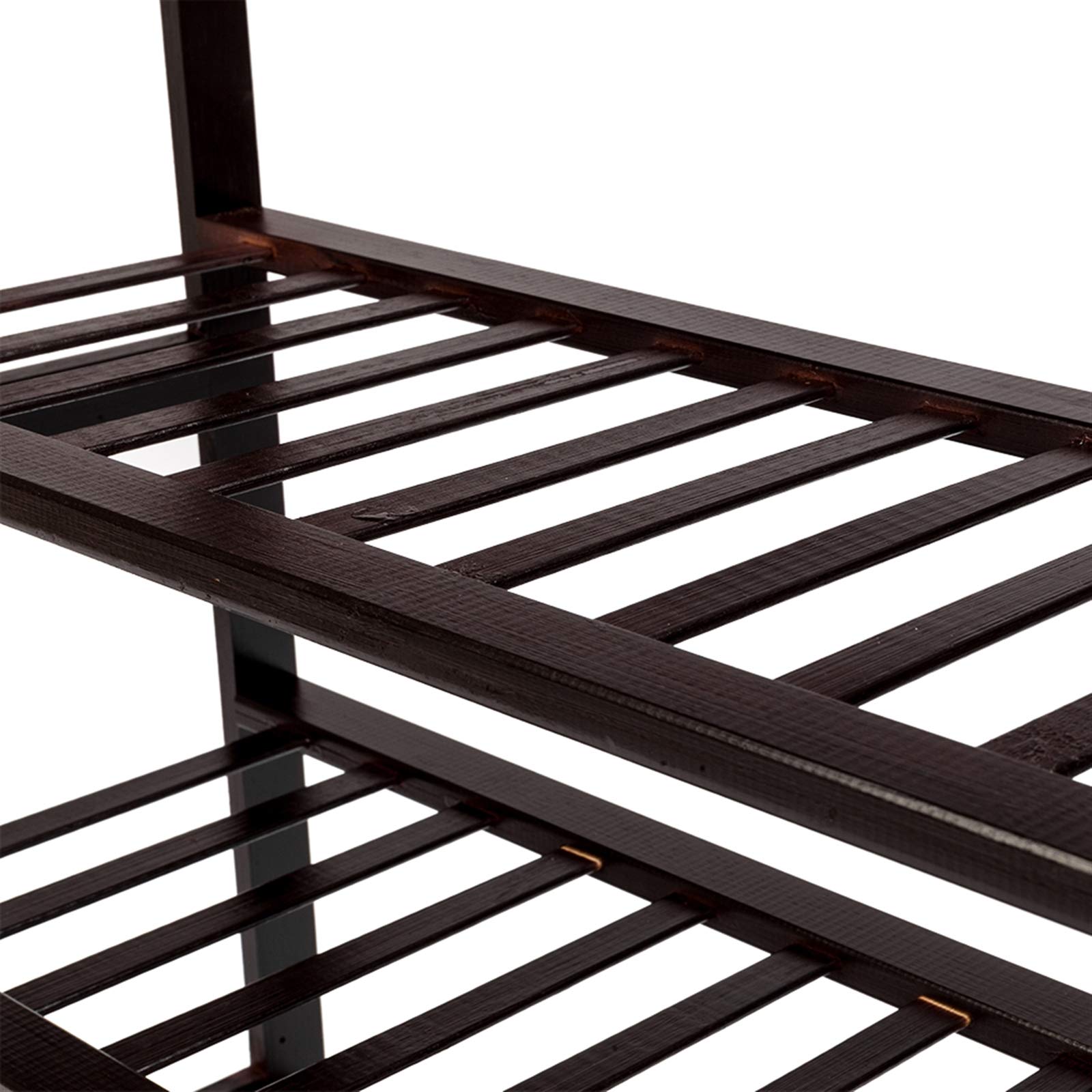 Bamboo 4 Tier Shoe Rack - Shoe Storage Shelf, Industrial Shoe Tower, Narrow Shoe Organizer Entryway Freestanding Shoe Cabinet Organizer Storage Rack - Storage Shelf for Narrow Closet, Hallway, Black