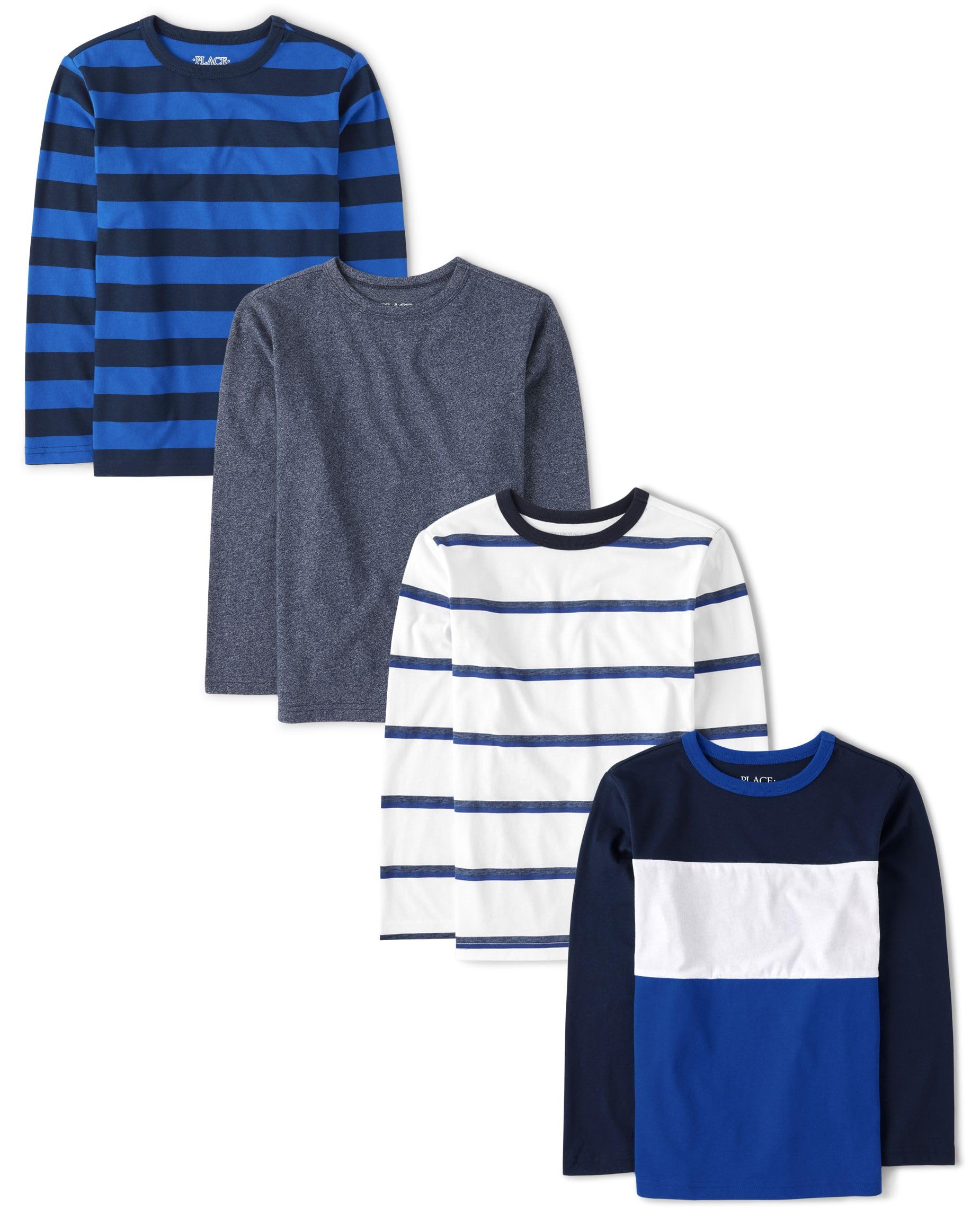 The Children's Place,Long Sleeve Knit Shirts 4-Pack,Multi Color,Large (10/12)