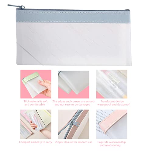 4Pcs Pencil Case Set Clear Pencil Storage Pouch Exam Pencil Ba with Zipper Makeup Cosmetics Bag for Women School and Office Supplies(Pink Green Beige White and Blue)