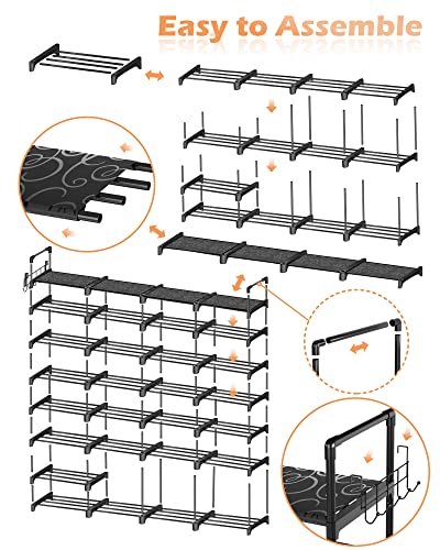 TIMEBAL 8 Tier Large Shoe Rack Organizer, 52-60 Pairs Shoe Storage, Vertical Free Standing Tall Shoe Rack for Entryway, Stackable Shoe Cabinet Shoe Rack Organizer for Closet Bedroom Hallway Garage