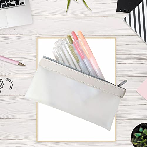 4Pcs Pencil Case Set Clear Pencil Storage Pouch Exam Pencil Ba with Zipper Makeup Cosmetics Bag for Women School and Office Supplies(Pink Green Beige White and Blue)