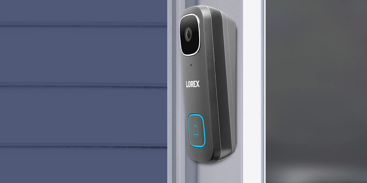 Lorex 1080p Wired WiFi Smart Video Doorbell Camera w/No Subscription Fee - Smart Security Lighting, Motion Detection, 2 Way Talk, Includes 32GB MicroSD (Slate)
